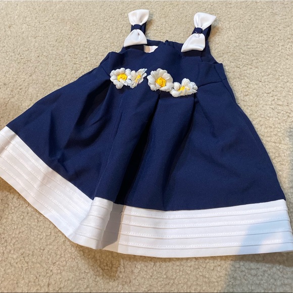 Bonnie Baby | Dresses | Bonnie Baby Navy Blue Dress White Trim 8 Month ...